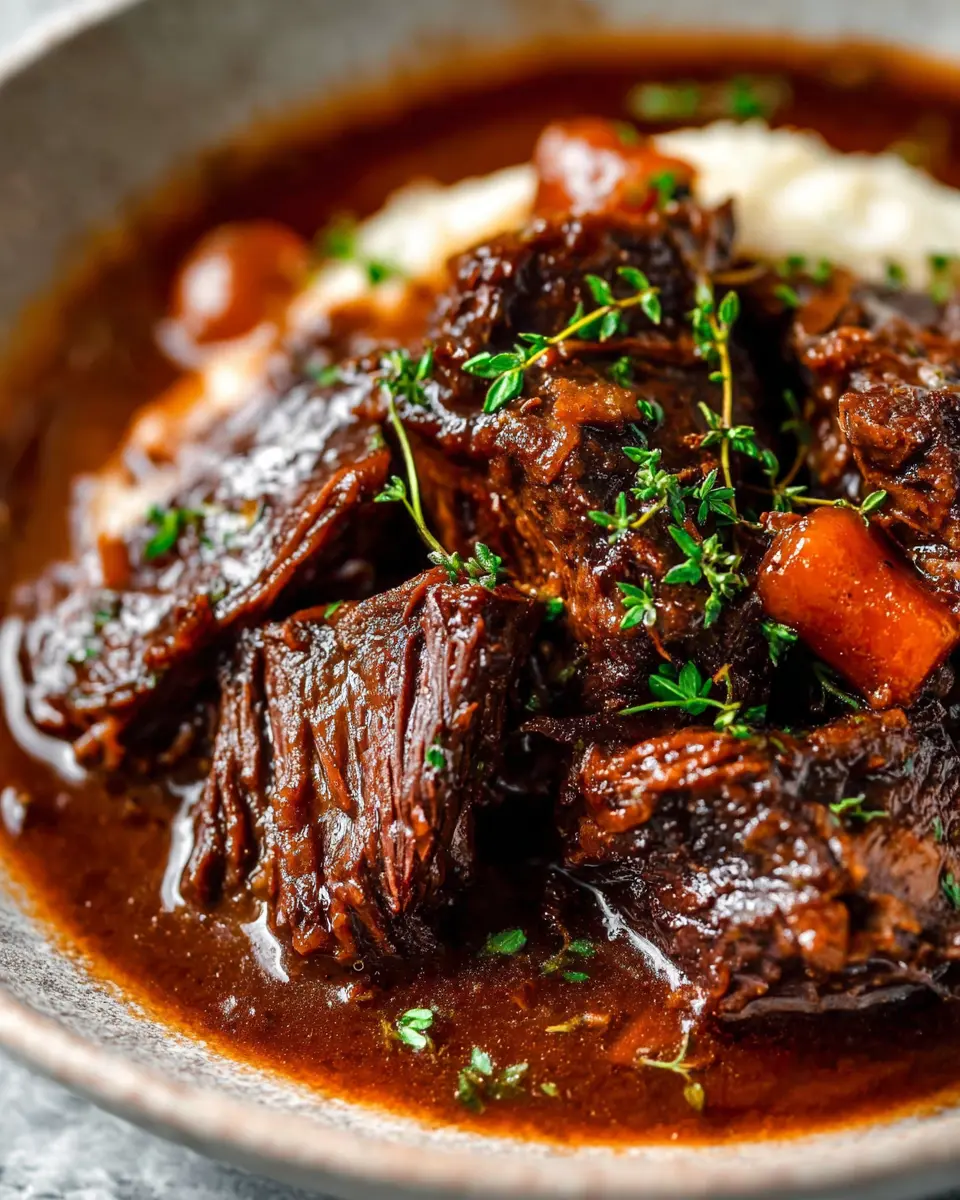 meltingly tender red wine braised beef