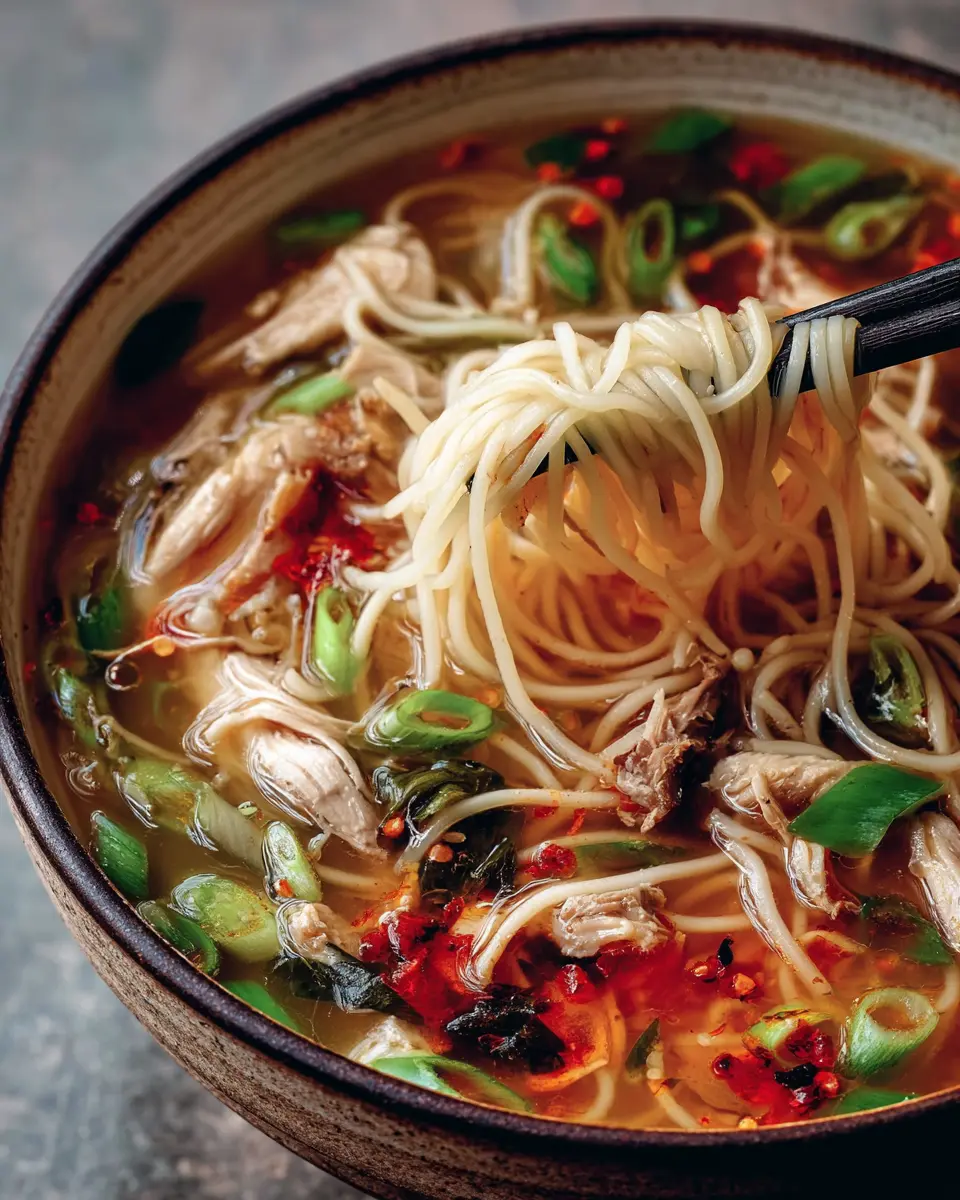 ginger garlic chicken noodle soup